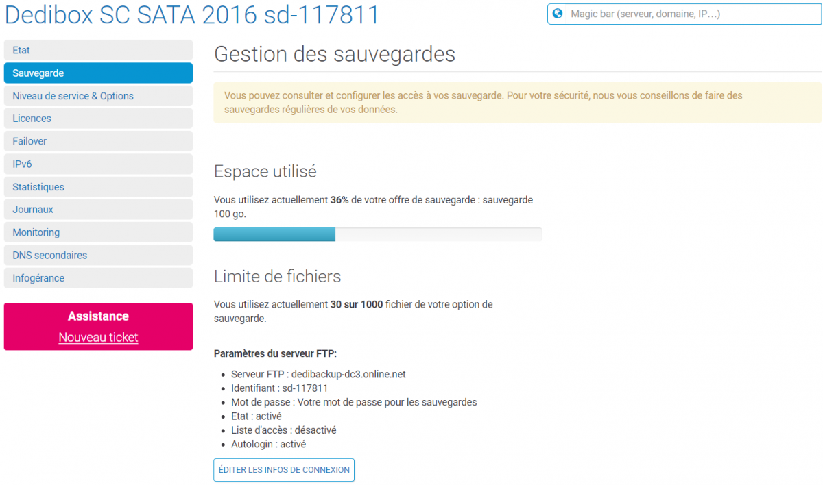 Veeam pour Linux, SSHFS et FTP Online.net